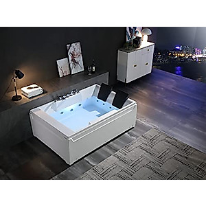 Empava 72-Inch Left Drain Rectangular Alcove Whirlpool Bathtub in White Model 2022