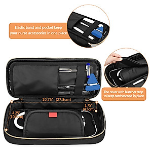 Damero Protective Stethoscope Case with Divider for Nurse Accessories, Stethoscope Carrying Bag Travel Case Compatible with 3M Littmann/ADC/Omron Stethoscope and Others, Black