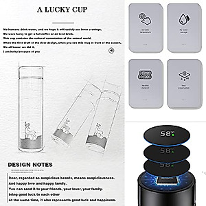 Vacuum insulated stainless steel thermos cup | men's and women's reusable daily automotive leak-proof thermos | Smart display temperature series | 16 ounces. Hot Coffee/iced drink/Tea Cup (Black)