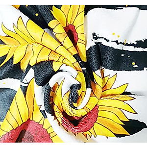 SLHETS Sunflower Hand Towels 13.6 * 29' Hand-Painted Striped Black White Bath Towels Soft Absorbent Kitchen Dish Towels for Bathroom Kitchen Decoration Hotel Gym Spa Sweat Towels