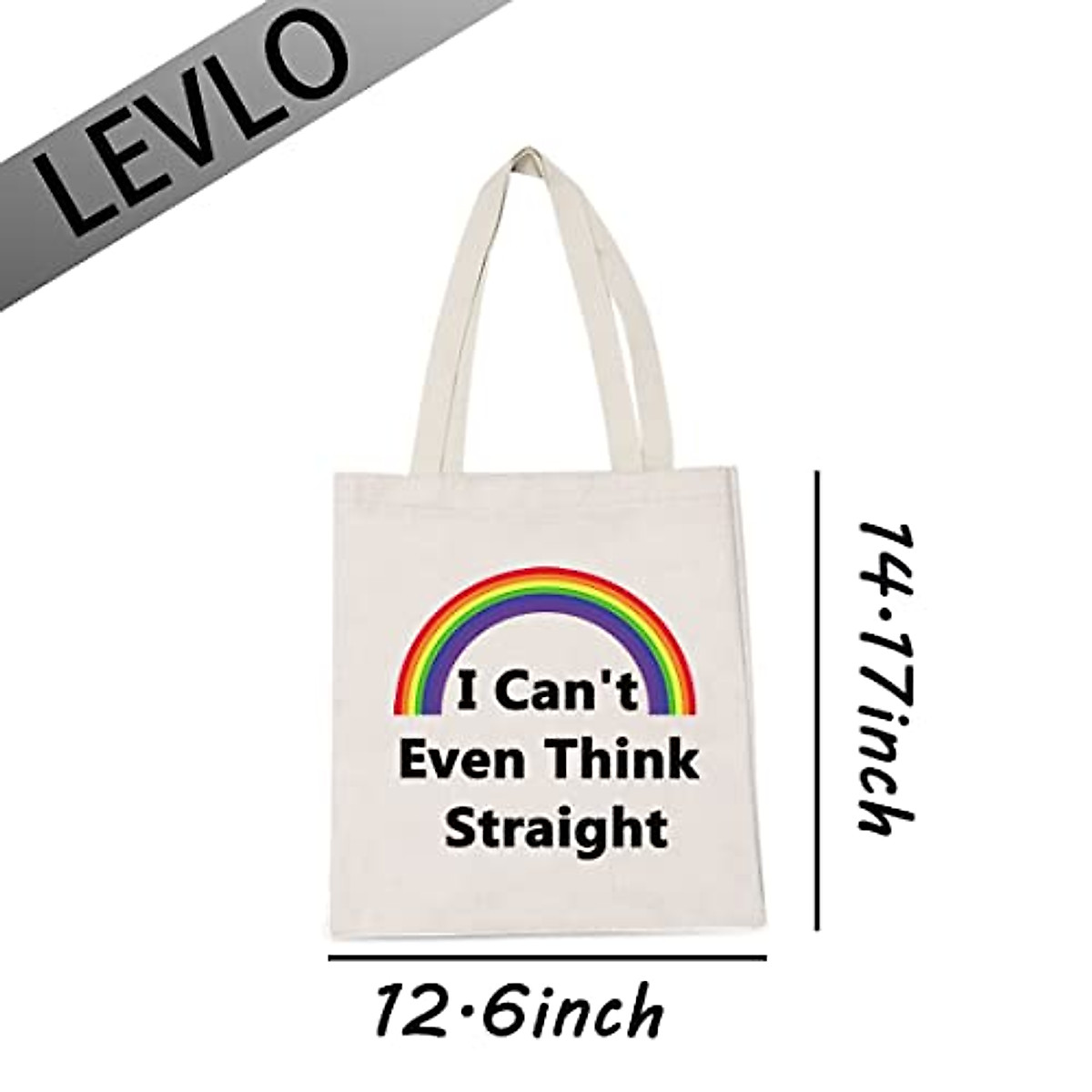LEVLO Rainbow LGBT Lesbian Gay Pride Bags I Can't Even Think Straight Shopping Bags Birthday Present (I Can't Even Think Straight)
