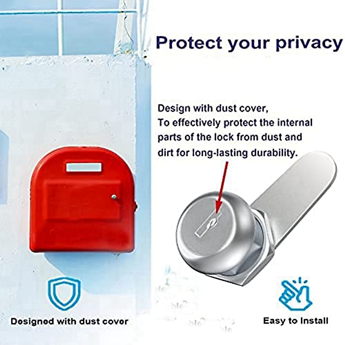 PRIZOM 6 Pcs Mailbox Lock, 5/8Inch Cabinet Locks and Cam Locks for Toolbox Keyed Alike, Secure Drawer and File Cabinet