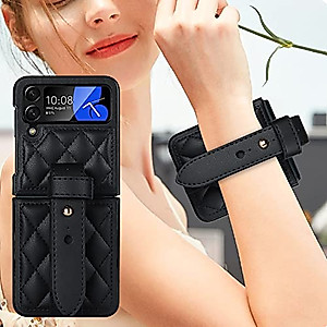 Fivean Suitable for Oppo findn2flip Foldable flip Card, Wrist Strap Phone case Black