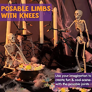 Kijamilee 38 Inch Skeleton Halloween Decor, Halloween Skeleton with Movable Joint, Skeleton for Halloween Haunted House Accessories Bar Graveyard, Party Supplies, Halloween Decoration Outdoor Skeleton