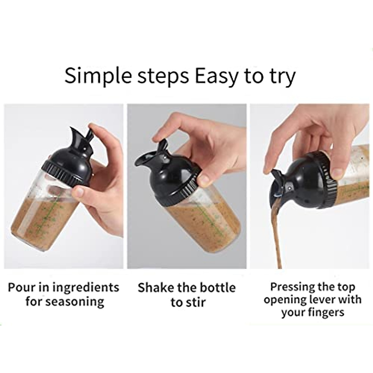 Salad Dressing Shaker Container, Homemade Salad Dressing Bottle Mixer Measure,Dripless Pour, Soft Grip, BPA Free,Send cleaning brush.（2 Pcs）