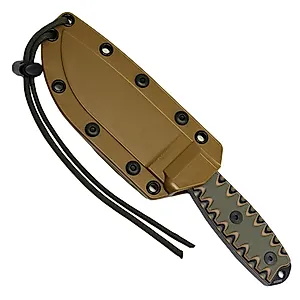 ESEE 4P Survival Fixed Blade Knife, OEM Sawtooth Handle Design, Coyote Brown Sheath