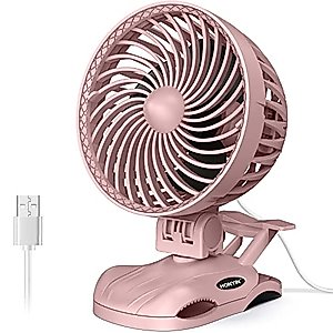 HONYIN Small Clip on Fan, 6” CVT USB Desk Fan, Strong Airflow, Quiet Table Cooling Fan, Portable Personal Fan with Sturdy Clamp for Bed Office Treadmill Baby Stroller