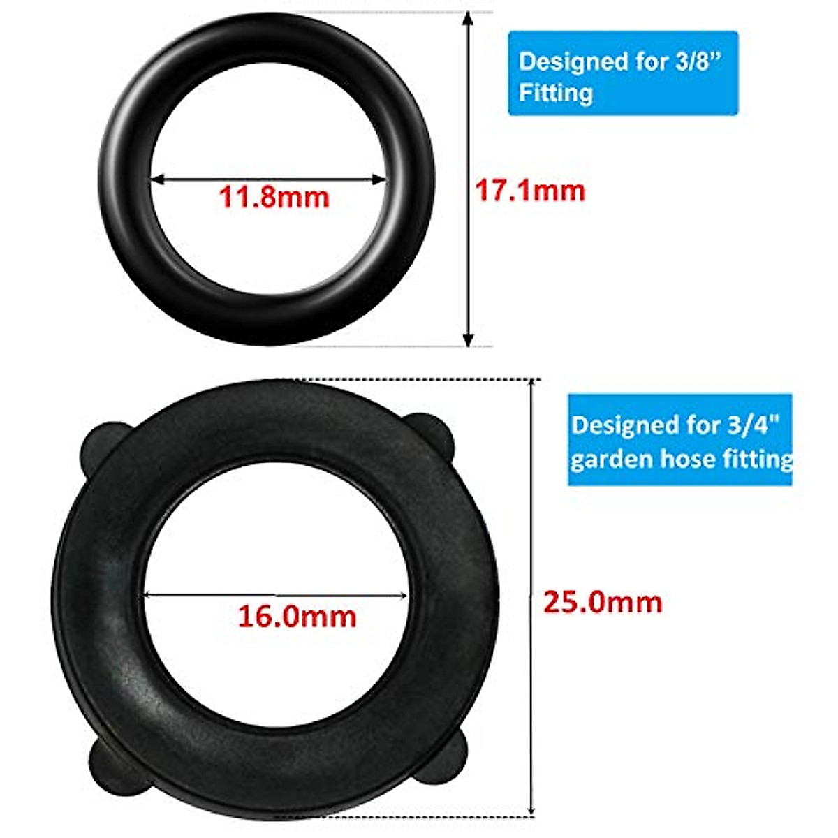 30 Pieces Replacement O-Rings Sealing Ring and Garden Hose Washers for 3/8 inch Quick Connector 3/4 inch Standard Garden Hose
