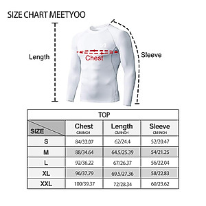 MEETYOO Men's Compression Long Sleeve Athletic Workout Shirt, White, Small