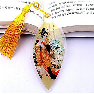 Fascola Leaf Bookmarks - Made of Real Leaves 4PCs Landscape Vein Bookmark with Traditional Chinese Painting Business Gift