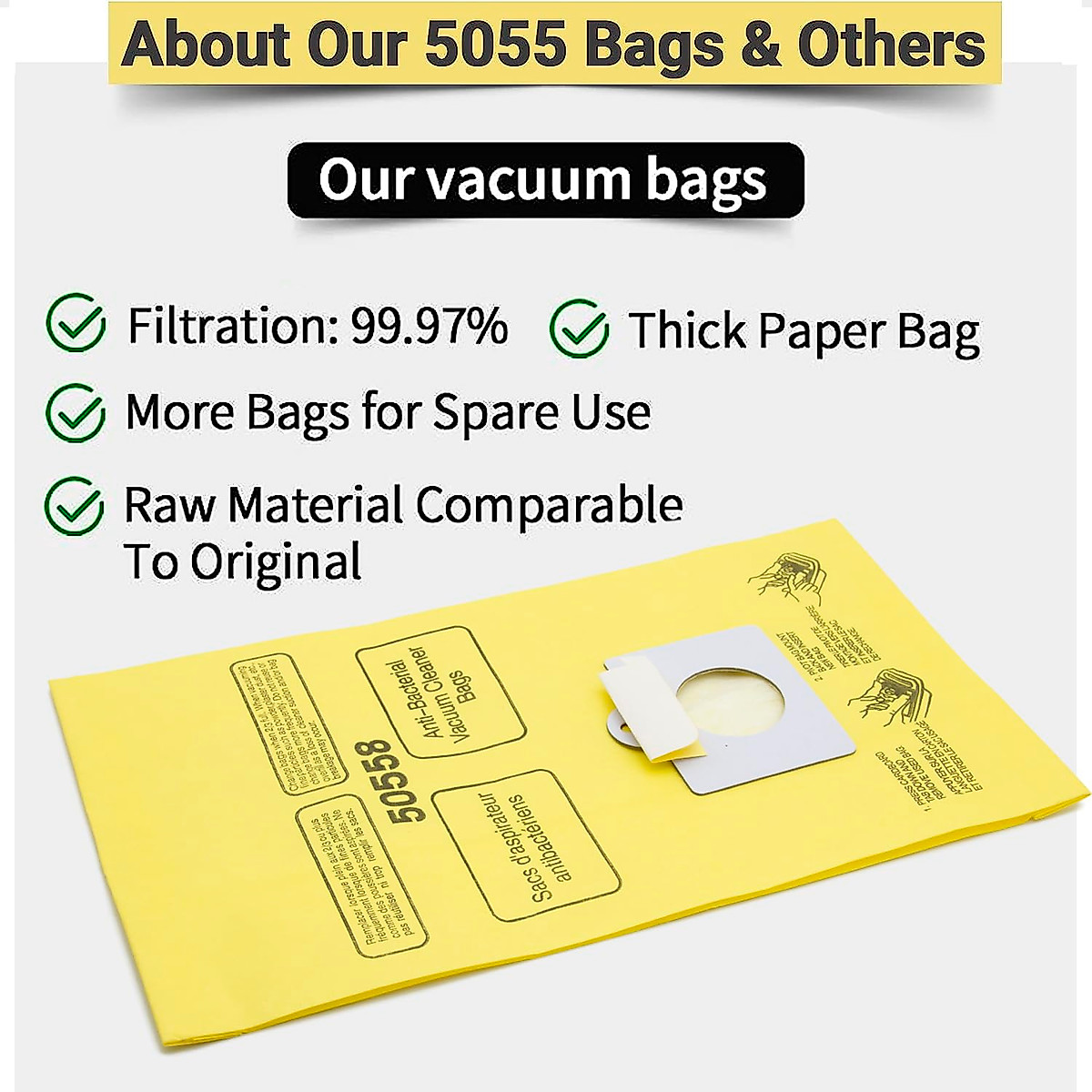 20 Pack Type C/Q Replacement Vacuum Cleaner Bags Compatible with Kenmore Canister 5055, 50557,50558 and Type C,C-18, 53292, 200 Series, 400 Series, 600 Series, 700 Series, 800 Series Vacuum