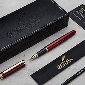 BEILUNER Luxury Rollerball Pen,24K Gold Trim,Noble and Elegant Designs,Schneider Ink Refill, Best Roller Ball Pen Gift Set for Men & Women, Professional, Executive Office, Nice Pens
