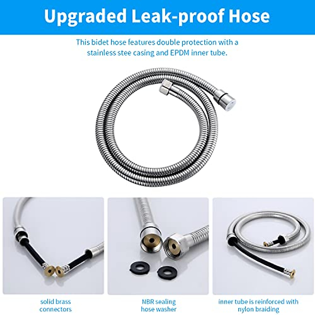 Bidet Sprayer for Toilet,Stainless Steel Handheld Bidet Shattaf Toilet Spray,Baby Cloth Diaper Sprayer Kit, Bathroom Toilet Bidet Attachment Set for Bathing Pets Feminine Hygiene