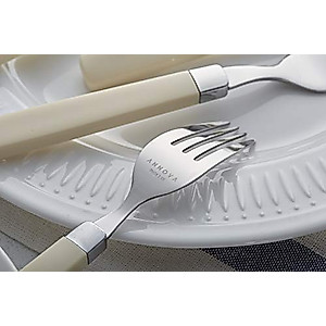 ANNOVA 16 Pieces Stainless Steel Flatware/Cutlery Set - Color Handles - 4 x Dinner Forks, 4 x Dinner Knives, 4 x Dinner Spoons, 4 x Dessert Spoons - Service for 4 (Cream, 16 Pieces)