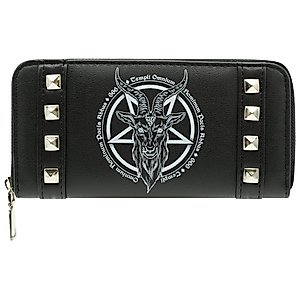 Ro Rox Omnium Alternative Goth 666 Baphomet Pentagram Faux Leather Wallet Purse