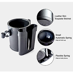 Yoyoapple Bike Cup Holder Handlebar with Cell Phone Keys Holder Bicycle Drink Beer Holder Black