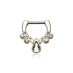 WildKlass Jewelry Gold Septum Clicker 16g 1/4" 6mm Radiant Kao Septum Ring