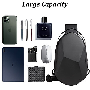 M.Baowant Hard Shell Crossbody Bag for Men With Usb Plug Fit 9.7inch Ipad Lightweight Casual Daypack For Hiking Walking Biking Travel Cycling