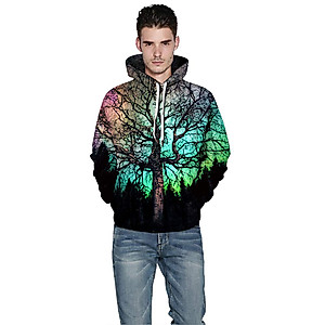 OWMMIZ Unisex Novelty Hoodies 3D Print Graphic Hooded Pullover Sweatshirt Pocket Black Green Large-X-Large