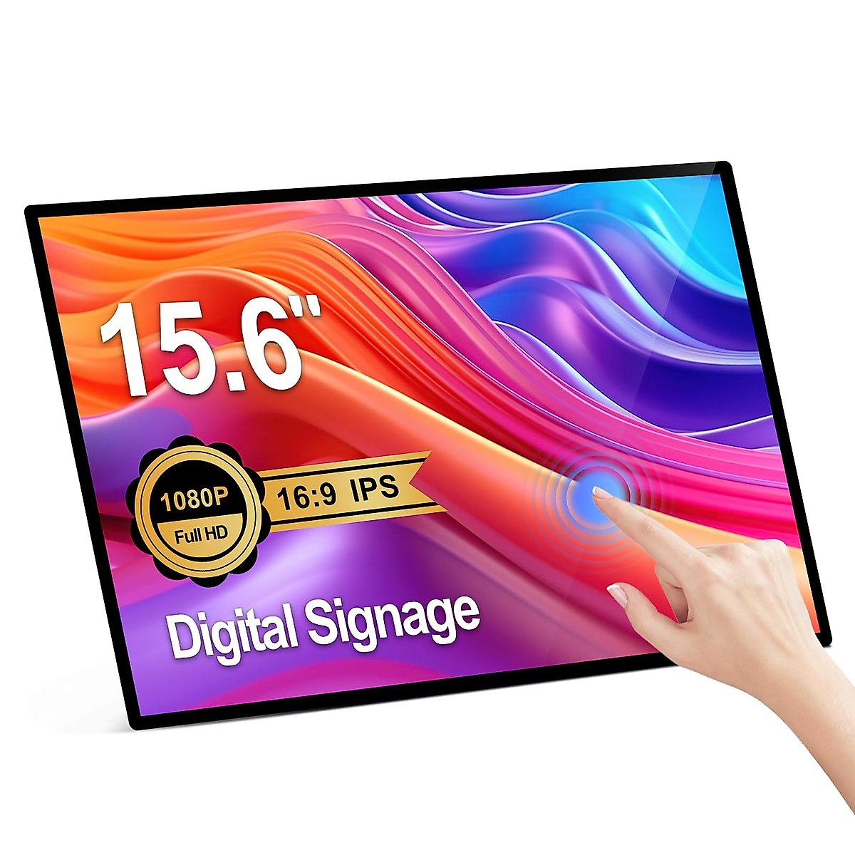 AYSTekMann 15.6'' Indoor Interactive LCD Digital Signage Display Commercial Advertising Kiosk Smart Video Media Player Ultra Thin 5G WiFi All in One Android Capacitive Touch Screen