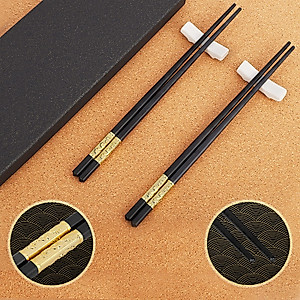 Chopsticks Reusable Chinese Japanese Style Dragon Chopsticks Chinese Gift Set Chopsticks Set Dishwasher-Safe (2 Pairs with holder-style1)