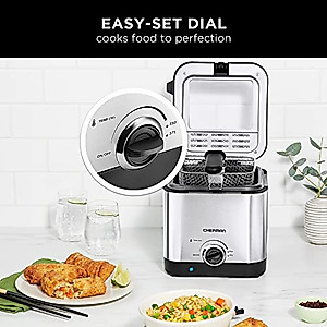 Chefman Fry Guy, The Most Compact & Convenient To Deep Fry Comfort Food, Restaurant-Style Basket With A 1.6-Quart Capacity, Easy-View Window & Adjustable Temp Control So You Can Cook To Perfection