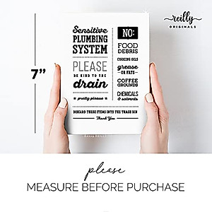 5x7 Inch Sensitive Plumbing Please Be Kind to the Drain Designer Kitchen Sign ~ Ready to Stick, Lean or Frame ~ Premium Finish, Durable