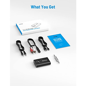 TROND Bluetooth 5.2 Transmitter Receiver, 2-in-1 Bluetooth Adapter for TV to Airpods or Wireless Headphones, Low Latency, 3.5mm Bluetooth Audio Adapter for Airplane Gym Equipment Home Stereo