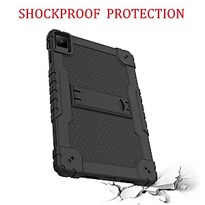 Mignova for TCL Tab Pro 5G Tablet Case Built in Rotating Kickstand/Shoulder Strap Hand Strap Hybrid Shockproof Armor Kids Friendly Case for Nokia T20/T21/Vastking KingPad M10 10.36 inch(Black+Black)