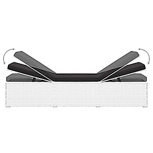 WRJENFSC Sun Lounger with Cushion and Tea Table Outdoor Recliner Beach Lounge Chair Pool Chair Leisure Chair Poly Rattan White Suitable for Beach, Patio, Backyard, Poolside, Outdoor, Patio