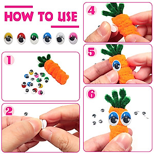 TOAOB 252pcs Wiggle Googly Eyes Self Adhesive with Eyelashes Oval Assorted Colors 10x13mm Craft Eyes Plastic Sticker Eyes for DIY Crafts Scrapbooking Decoration