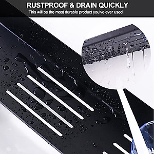 Floating Shelves Set of 2 for Bathroom, 15.7 x 4.7 inch, Wall Mounted Floating Tray,Narrow Counter Organizer Shelf, Self Adhesive Shower Shelves for Bathroom, Laundry Room,Kitchen, Farmhouse, RV