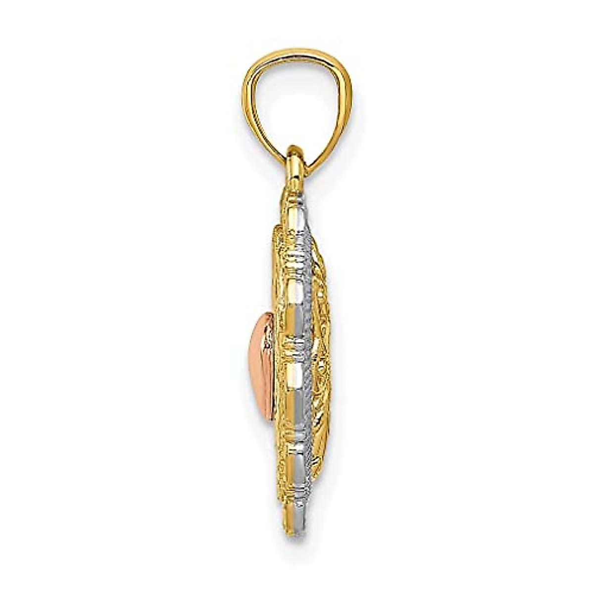 IceCarats 14K Two Tone Gold White Reversible Antique Filigree Heart Necklace Love Pendant Charm Only