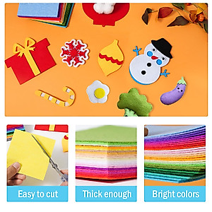 Loyisal 90PCS Felt Fabric Sheets Craft Kit - 4"x 4" + 6"x 6" Assorted Colors - 1mm Thick Square Nonwoven Felt Fabric for Crafts DIY