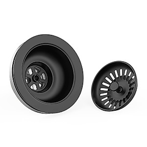 KONE Sink Drain Assembly, Kitchen Sink Drain Strainer Kit with Removable Strainer Basket Stopper, Universal fit USA Home/Commercial 3-1/2 Inch Standard Sink Drain Hole (Matte Black)