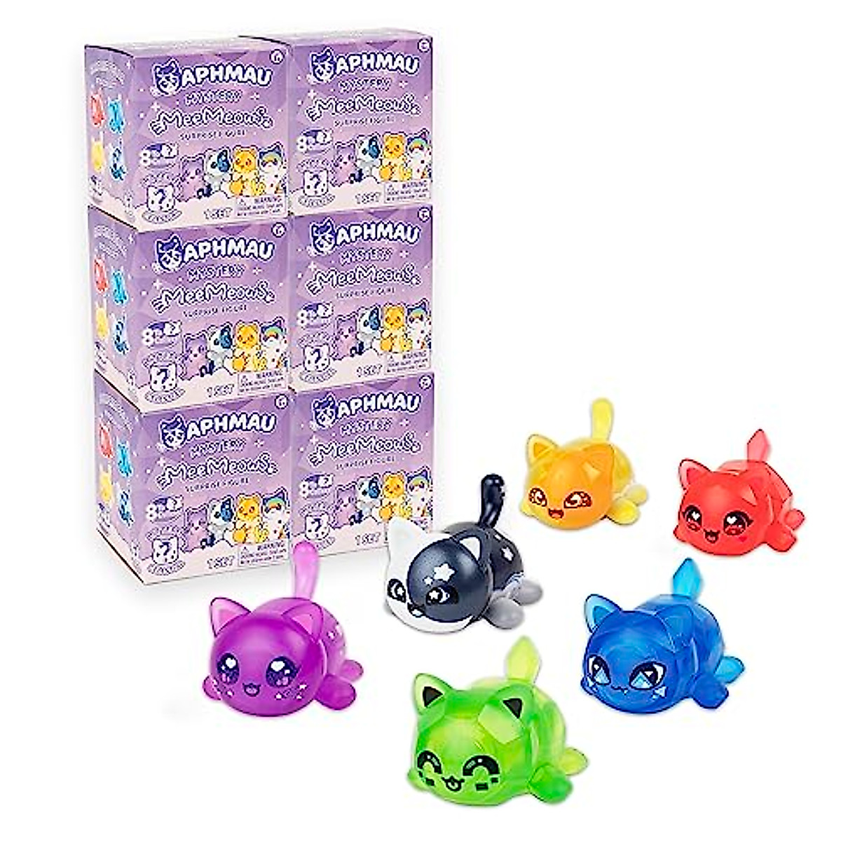Aphmau Mystery MeeMeows Surprise Figures 6 Pack; Wildy Popular; 8 Possible Mini MeeMeows Figures to Collect, Including Donut / Fairy & Mermaid Cat