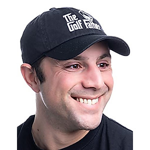 Ann Arbor T-shirt Co. The Golf Father | Funny Saying Golfing Cap, Golfer Low Profile Dad Baseball Hat Black