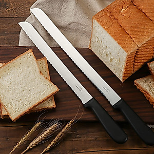 12 Inch Serrated Bread Knife for Homemade Bread, Stainless Steel Wide Wavy Edge Knife, Multi-Purpose Kitchen Knife, Efficient Cake Slicer, Ultra Sharp Baker's Knife for Cutting Crusty Breads, Cake