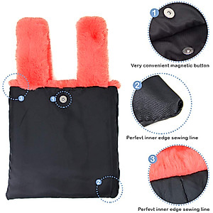 Me Plus Soft Faux Fur Pull Through Strap Slouchy Wrist Fashion Tote Bag (Coral)