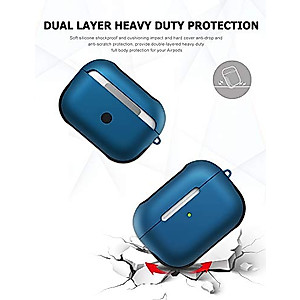 AirPods Pro Case Cover with Lanyard, Luxury AirPod Pro Cover Compatible Apple AirPods Pro Charging Case, Soft Silicone + Hard Shell Dual Layer Protective Case for AirPods Pro Accessories (Blue)