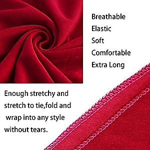 YMHPRIDE 4 Pieces Stretch Jersey Turban Head Wrap Knit Headwraps Urban Hair Scarf Solid Color Ultra Soft Extra Long Breathable Head Band Tie for Women