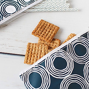 Lunchskins Reusable 2 Piece Zippered Food Storage Bag Set, 1 Sandwich Bag + 1 Snack Bag, Charcoal Circles