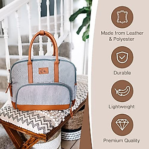 K2C3 Wearable Breast Pump Bag | Backpack with Laptop Compartment | Breast Pump Storage Bags | 16.9" x 13.77" x 5.11" Breast Pump Parts Bag | Leather & Polyester Baby Backpack Diaper Bag Tote