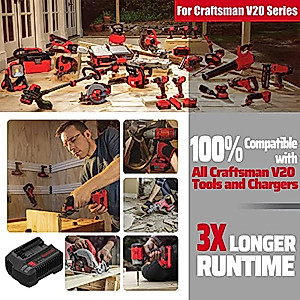 TenHutt 【Upgrade】 2Pack 20V 6.0Ah Replacement Battery for Craftsman V20 Lithium Ion Battery for CMCB205 CMCB204 CMCB206 CMCB202 CMCB201 20V Cordless Power Tools Craftsman 20V Battery