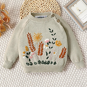 Lamgool Baby Boys Girls Pullover Sweater Knitted Button Down Toddler Kids Sweatshirt for Spring 3T Apricot