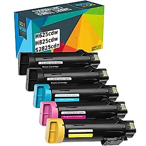 Do it Wiser Compatible Printer Toner Cartridge Replacement for Dell H625cdw H825cdw S2825cdn - High Yield Laser Cartridges 593-BBOW 593-BBOX 593-BBOY 593-BBOZ (2 Blacks 1 Cyan 1 Magenta 1 Yellow)