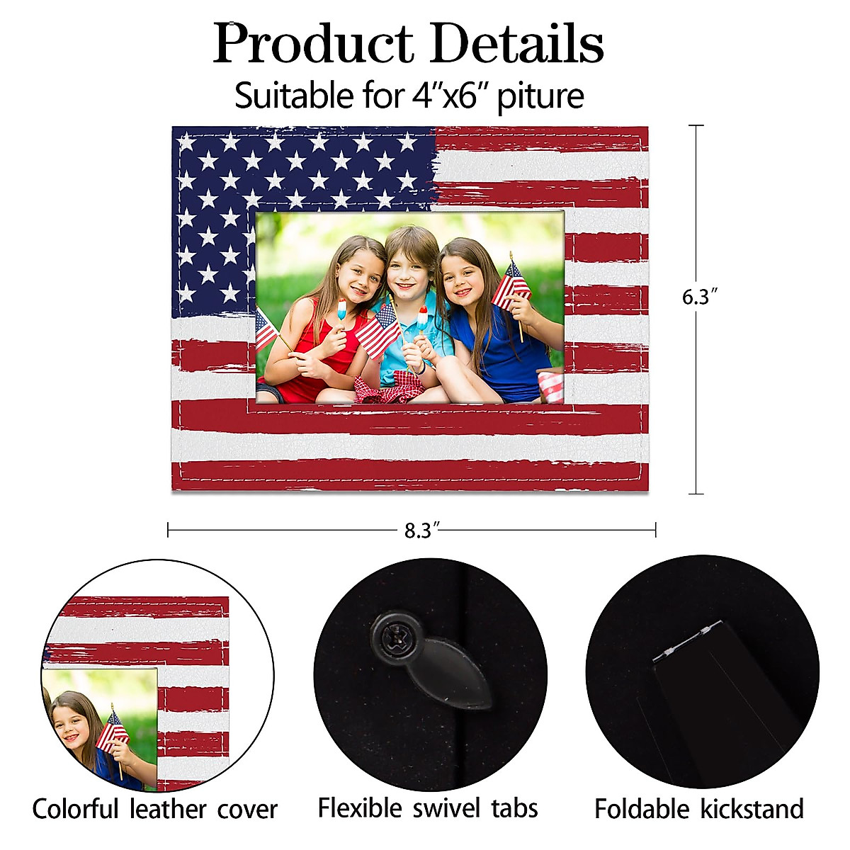 PETCEE American Flag Picture Frame Independence Day Wooden Photo Frame 4th of July Picture Frame Veterans Day Gift American Star Patriotic Desktop Decoration Christmas Memories Day Gift Supplies