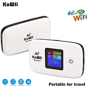 Mobile WiFi Hotspot | KuWFi 4G LTE Unlocked Wi-Fi Hotspot Device | Portable WiFi Router with SIM Card Slot for Travel-Friendly Mobile Travel Router Perfect for AT&T/T-Mobile Users