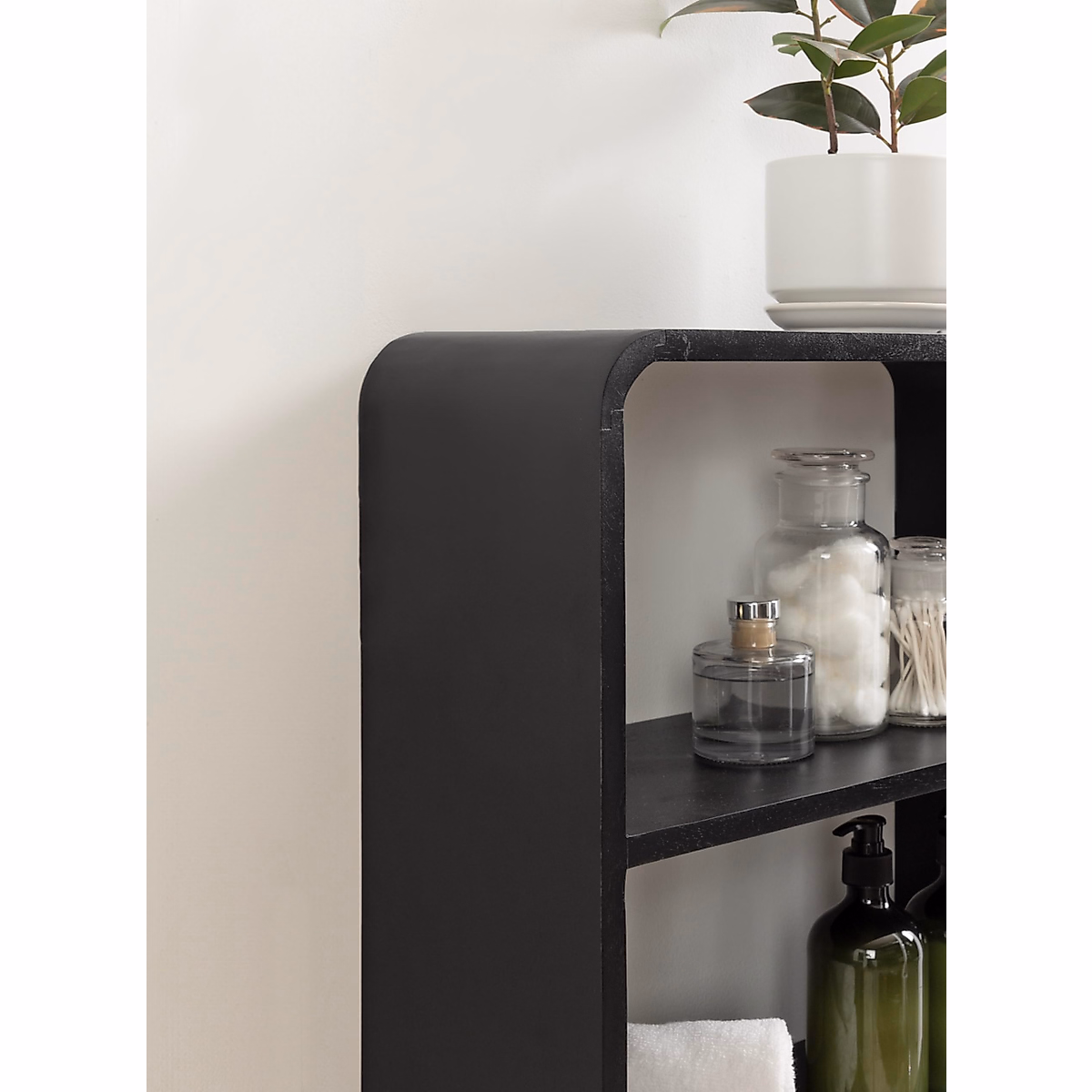 Kate and Laurel Kato Modern Wall Shelf with Drawer, 18 x 24, Black, Decorative Over The Toilet Shelf for Use as Bathroom Storage or Living Room Display Shelf