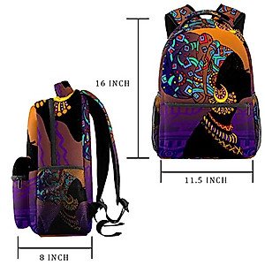 School Backpack Travel Backpack,Boy Girl Backpack,African woman ethnic style,Outdoor Sports Rucksack Casual Daypack